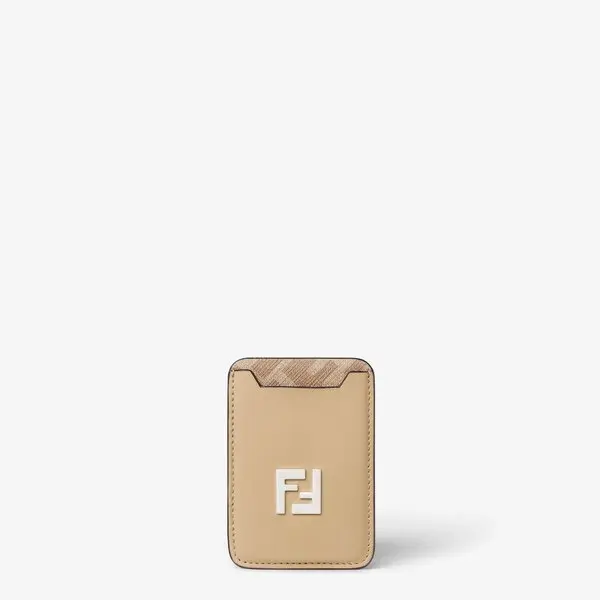 Fendi Ff Squared Magsafe Card Holder - Beige