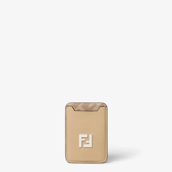 Fendi Ff Squared Magsafe Card Holder - Beige