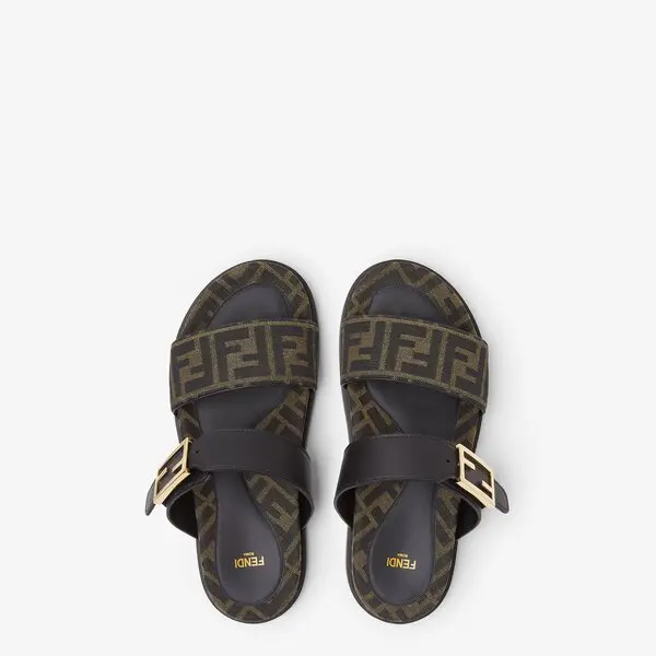 Fendi Ff Baguette Slides - Multicolour