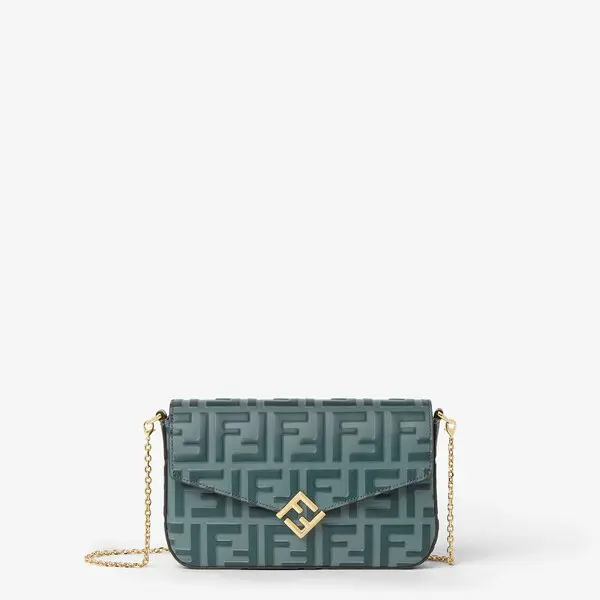 Fendi Ff Diamonds Wallet On Chain - Green