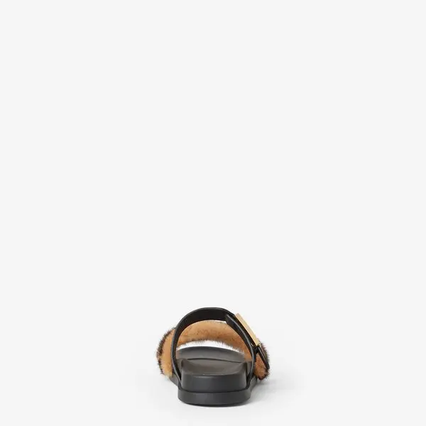 Fendi Ff Baguette Mink Slides - Multicolour