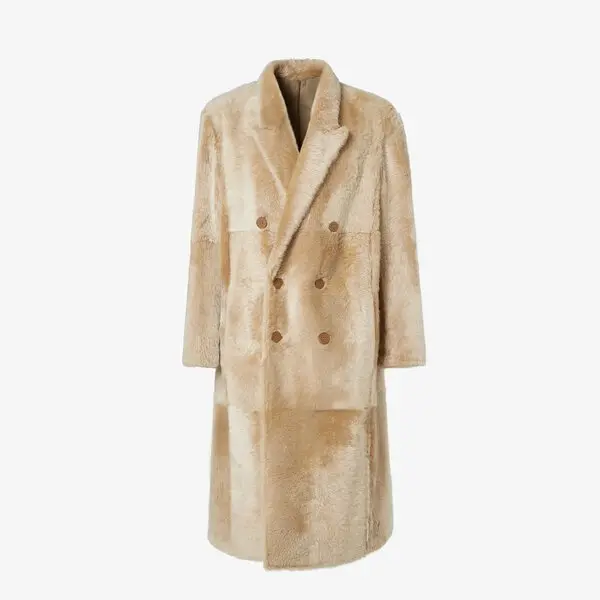 Fendi Long Shearling Coat - Beige