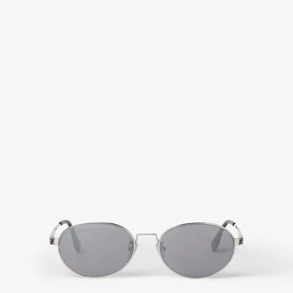 Fendi Palladium Finish Oval Sunglasses - Grey