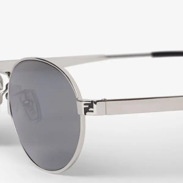 Fendi Palladium Finish Oval Sunglasses - Grey