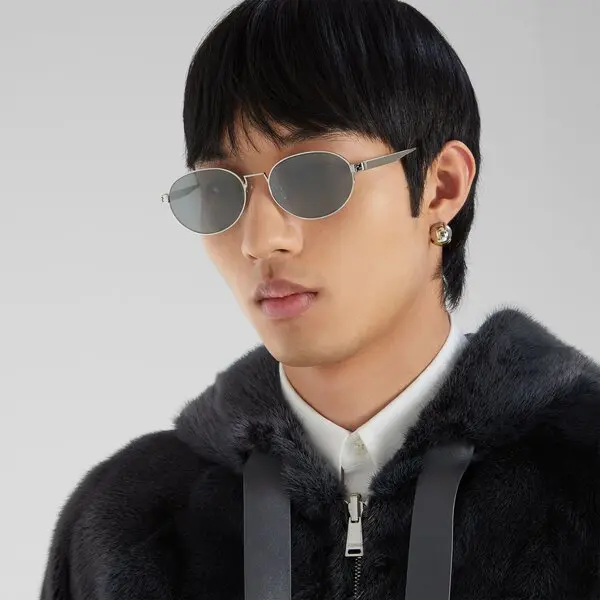 Fendi Palladium Finish Oval Sunglasses - Grey