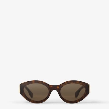 Fendi Havana Acetate Oval Sunglasses - Brown