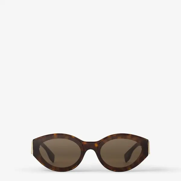 Fendi Havana Acetate Oval Sunglasses - Brown