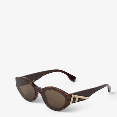 Fendi Havana Acetate Oval Sunglasses - Brown
