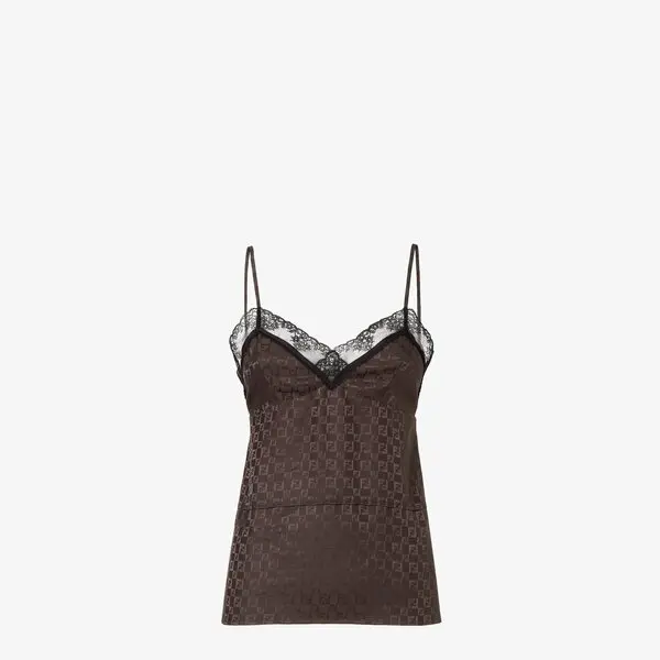 Fendi Jacquard Silk Top - Brown
