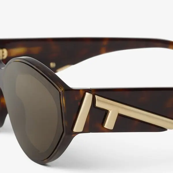Fendi Havana Acetate Oval Sunglasses - Brown