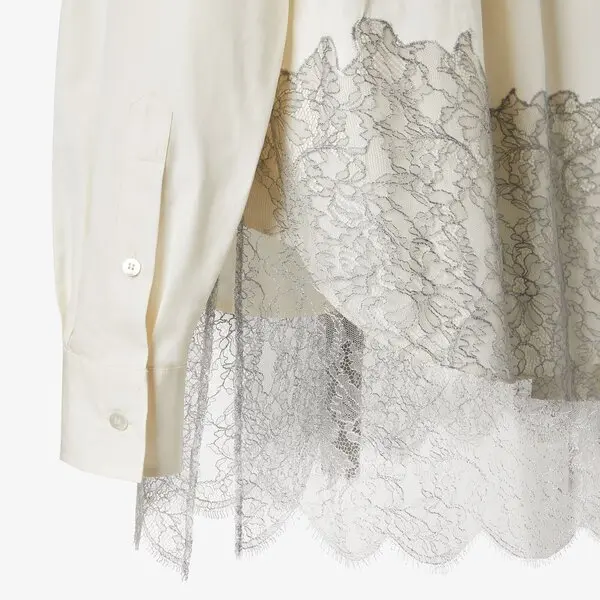 Fendi Oversized Shirt With Lace Embroidery