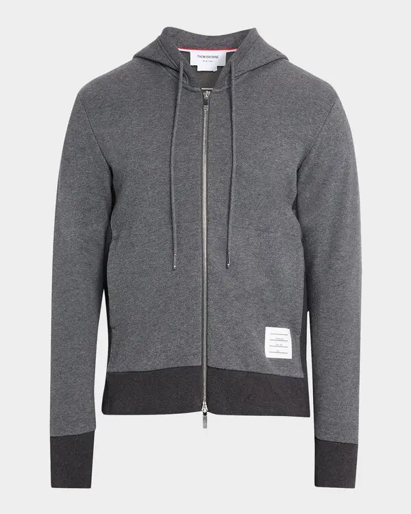 Thom Browne Cotton 4-bar Stripe Full-zip Hoodie - Dark Grey