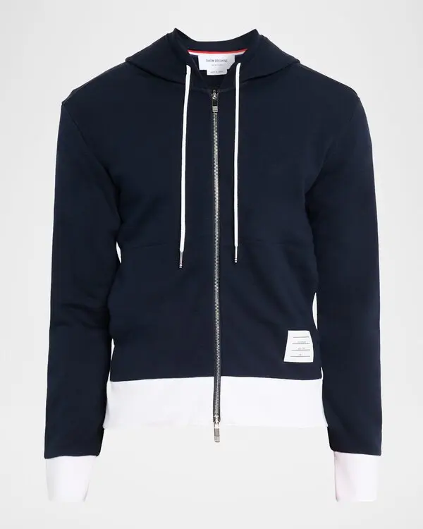 Thom Browne Cotton 4-bar Stripe Full-zip Hoodie - Navy
