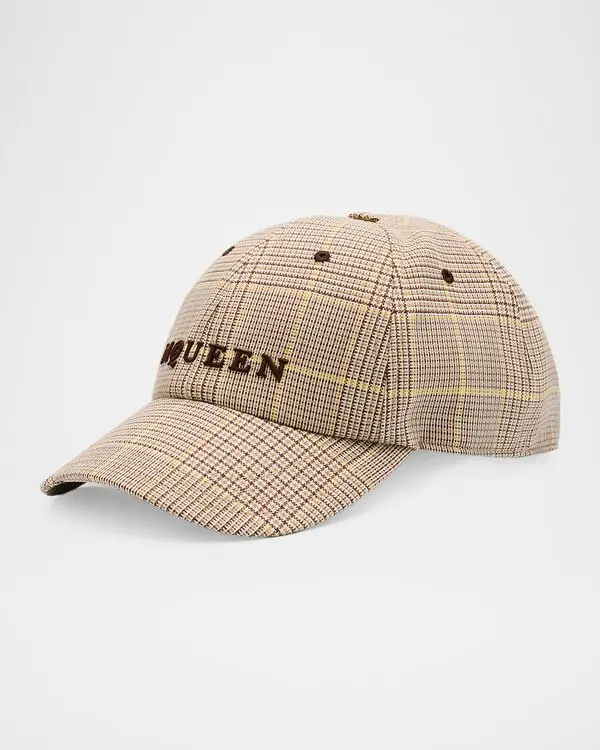 Alexander McQueen Wool Prince Of Wales Plaid Baseball Cap - Nude/blkmul