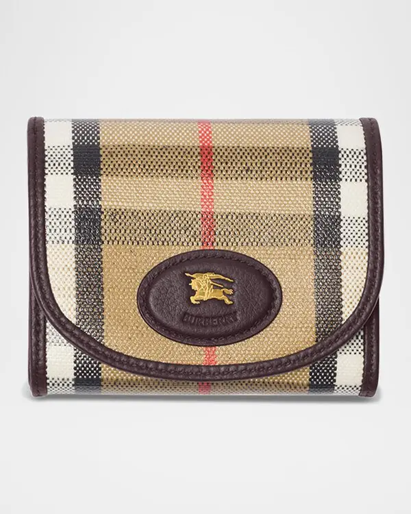 Burberry Highlands Check Compact Trifold Wallet - Sand