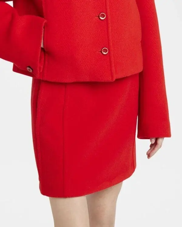 JIL SANDER Herringbone Mini Skirt - Strawberry