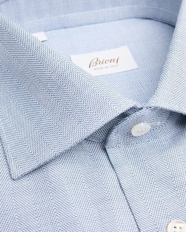 Brioni Apos;s Cotton Herringbone Dress Shirt