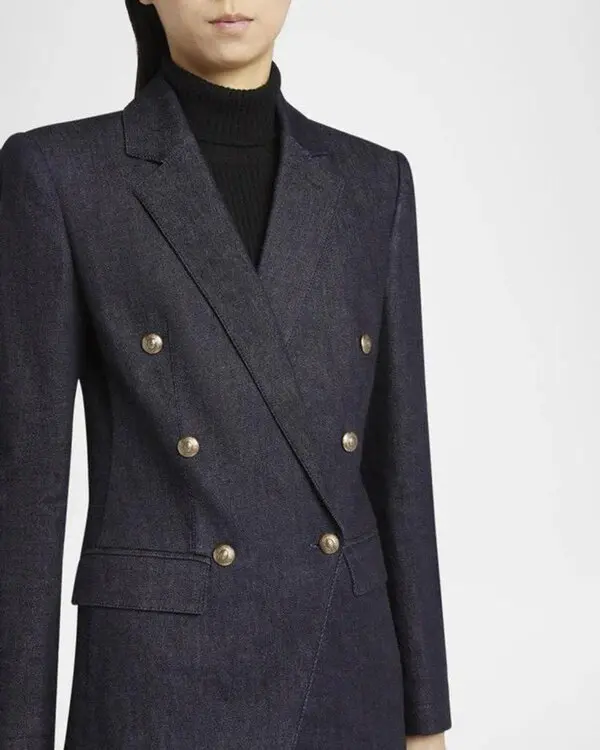 Giorgio Armani Cotton-cashmere Denim Double-breasted Blazer