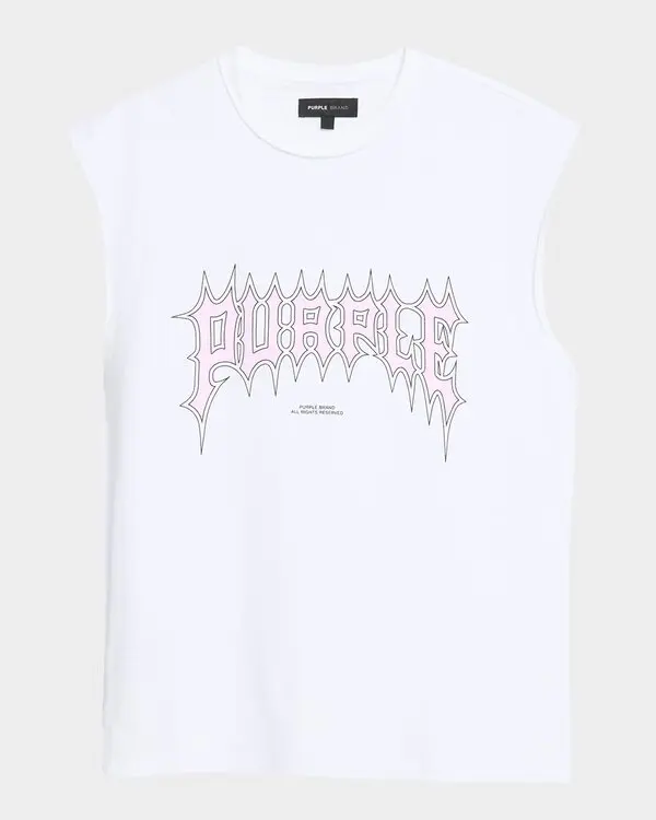 Purple Brand Textured Jersey Sleeveless Logo Graphic T-Shirt