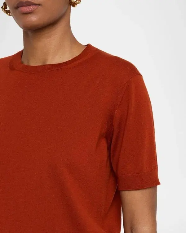 Saint Laurent Knit Short-sleeve Top - Brique