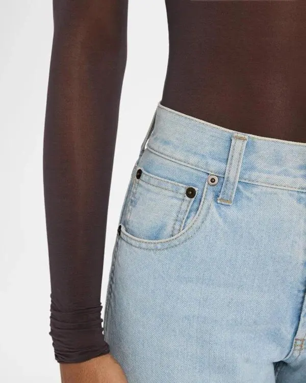 Saint Laurent Sheer Knit Long-sleeve Bodysuit