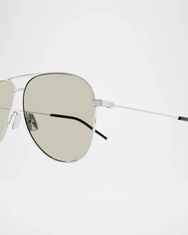 Saint Laurent Classic 11 Metal Aviator Sunglasses - Shiny Silver