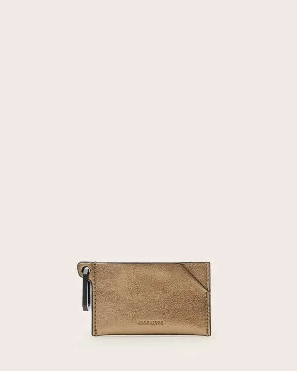 ALLSAINTS Hex Leather Cardholder - Gold