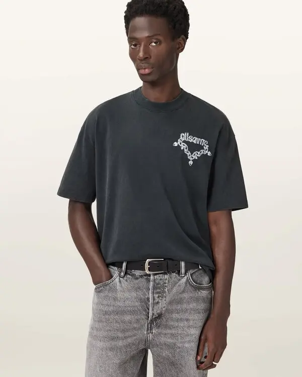 ALLSAINTS Drip Short Sleeve Oversized T-shirt - Black