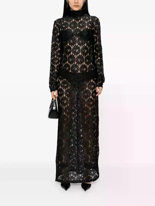RÓHE Geometric Lace Turtleneck Dress