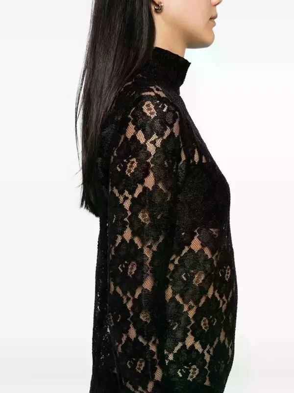 RÓHE Geometric Lace Turtleneck Dress