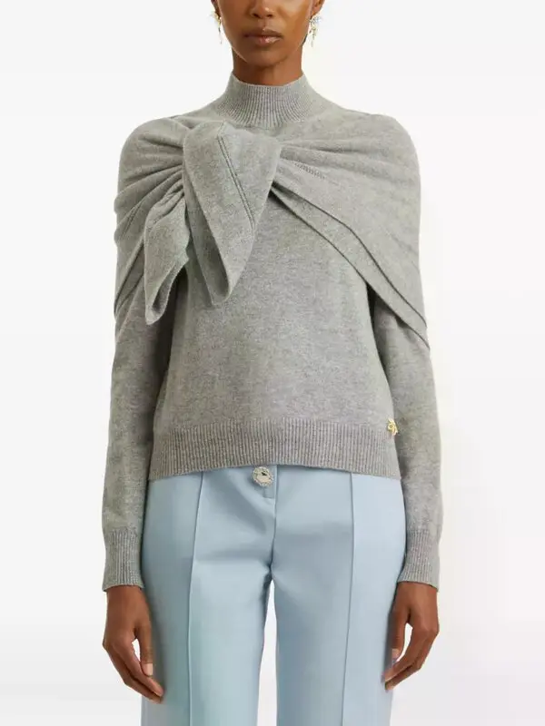Oscar De La Renta Knot-detail Mock-neck Sweater - Grey