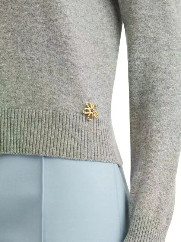Oscar De La Renta Knot-detail Mock-neck Sweater - Grey