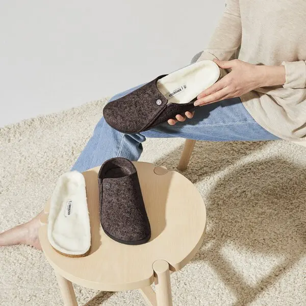 BIRKENSTOCK Zermatt Shearling Felt Slippers - Mocha
