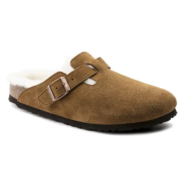 BIRKENSTOCK Boston Shearling Suede Clogs - Mink