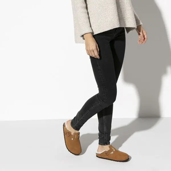BIRKENSTOCK Boston Shearling Suede Clogs - Mink