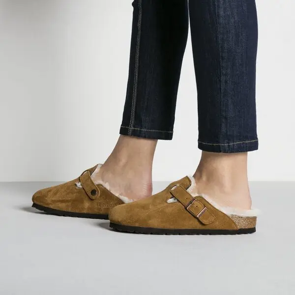 BIRKENSTOCK Boston Shearling Suede Clogs - Mink