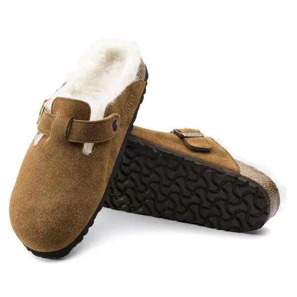 BIRKENSTOCK Boston Shearling Suede Clogs - Mink