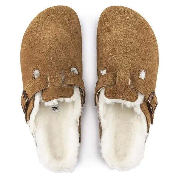 BIRKENSTOCK Boston Shearling Suede Clogs - Mink