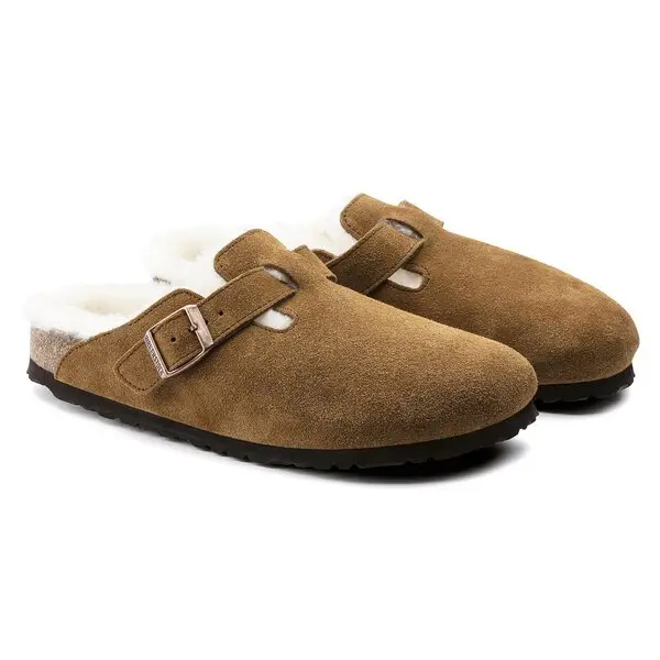 BIRKENSTOCK Boston Shearling Suede Clogs - Mink
