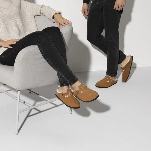 BIRKENSTOCK Boston Shearling Suede Clogs - Mink