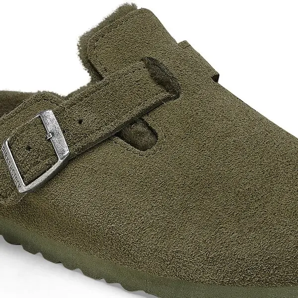 BIRKENSTOCK Boston Shearling Suede Clogs - Thyme