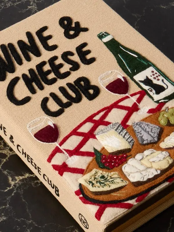 OLYMPIA LE-TAN Wine And Cheese Club Embroidered Canvas Clutch - Multi