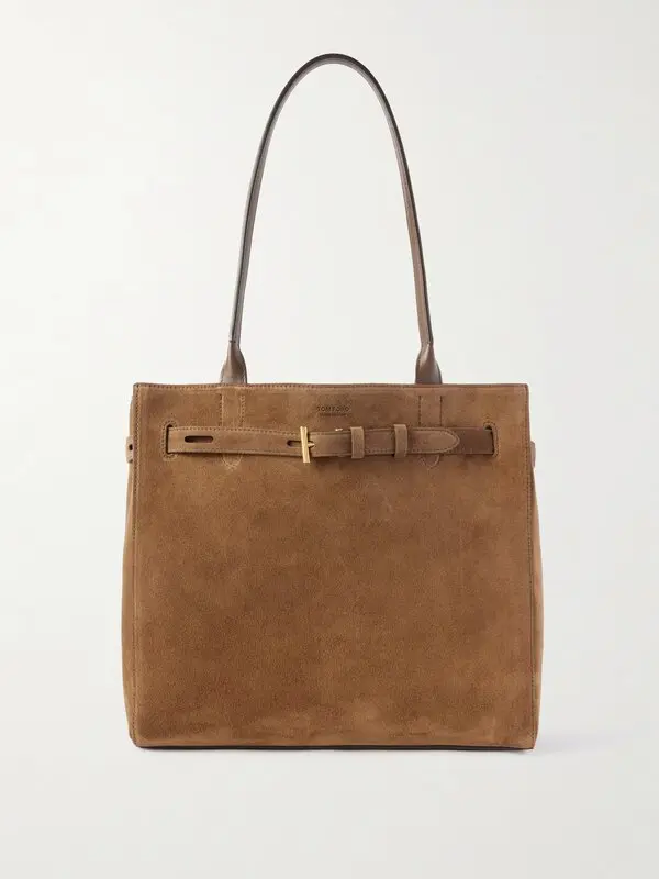 TOM FORD Leather-trimmed Suede Tote