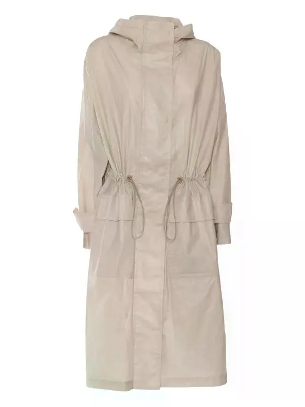 FAY Hooded Drawstring Parka - Neutrals