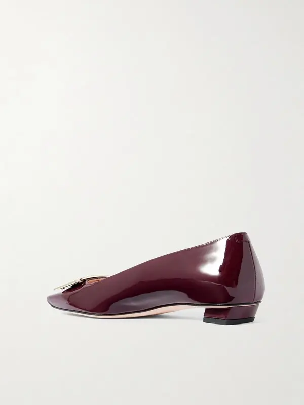 ROGER VIVIER Belle Vivier Patent-leather Ballet Flats - Burgundy
