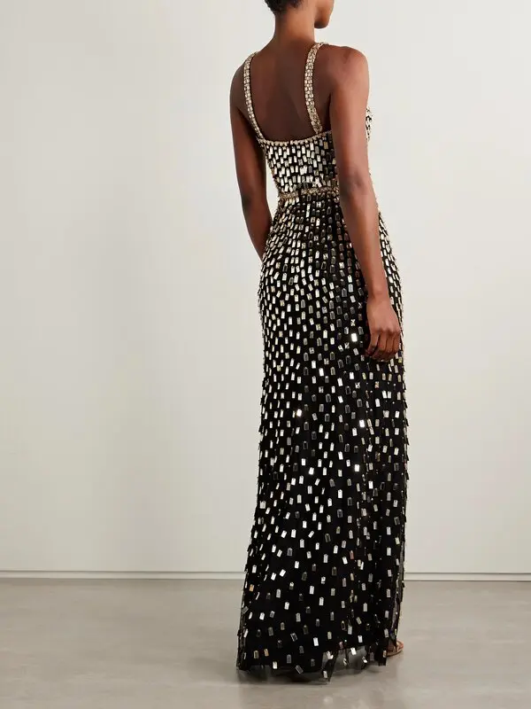 Jenny Packham Juliette Embellished Mesh Gown - Black