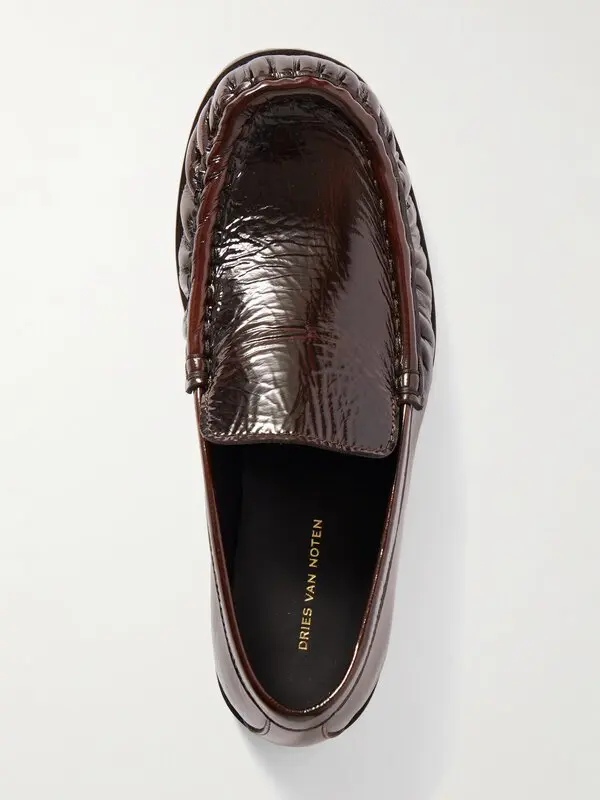 Dries Van Noten - Patent Crinkled-Leather Loafers