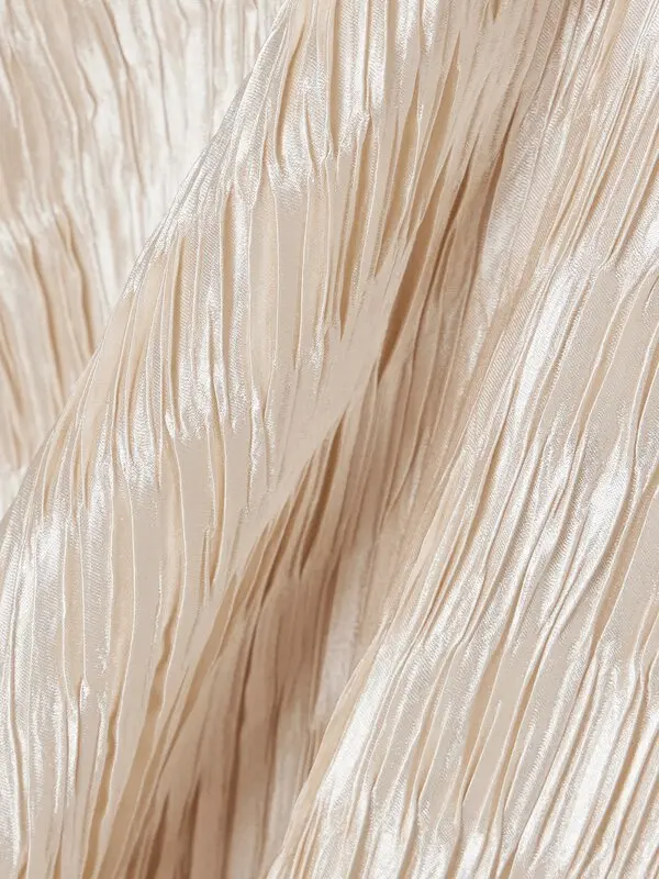 DIMA AYAD Cocoon Checked Plissé-satin Gown