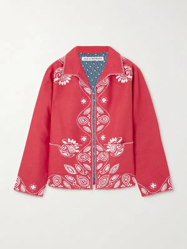 Alix Of Bohemia Francis Poppy Embroidered Cotton Jacket