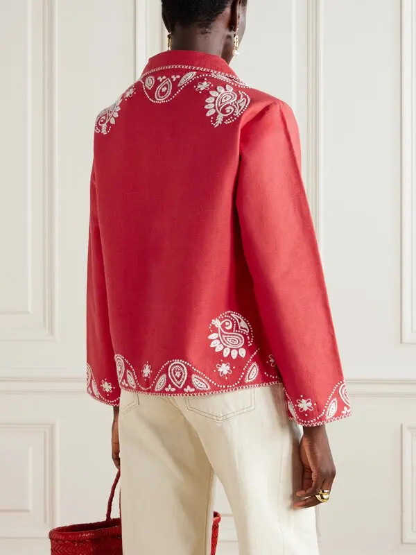 Alix Of Bohemia Francis Poppy Embroidered Cotton Jacket